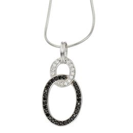 Celesta Silber Halskette Silber 925 rhodiniert 42+5cm mit Zirkonia-Steinen wei&szlig; und schwarz
