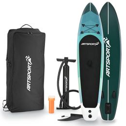ArtSport Stand Up Paddle Board Blue Wave &ndash; Aufblasbares SUP Board Set bis 150 kg - Blau, Wei&szlig;, Schwarz