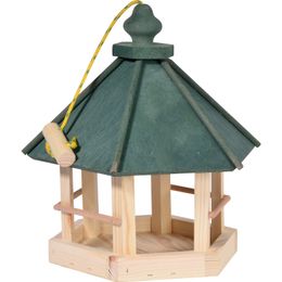 Dobar Klassisches Vogelhaus zum Aufh&auml;ngen, 6-eckiges Futterhaus mit Kordel, Kiefer, Gr&uuml;n