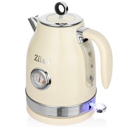 Zilan Retro Wasserkocher Edelstahl 1,7L kabellos mit 360&deg; Basis 2200W Beige