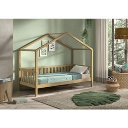 Vipack Dallas 1 Hausbett mit seitlicher Umrandung 90 x 200 cm Liegefl&auml;che, Eiche Natur