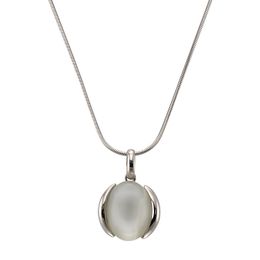 ZEEme Gemstones Halskette Silber 925 rhodiniert mit echtem Mondstein 16x12mm