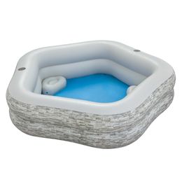 Bestway&reg; Family Pool TruPrint&trade; 213 x 206 x 53 cm, Steinwand-Optik (Cremegrau)