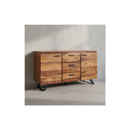 KADIMA DESIGN Stilvolles Sheesham Sideboard mit Baumkanten-Design, 145x82x45 cm, Metallgestell