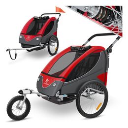 Kesser&reg; Kinderanh&auml;nger Fahrradanh&auml;nger 360&deg; Drehbar mit Federung 2in1 Joggerfunktion Kinderfahrradanh&auml;nger + 5-Punkt Gurt Jogger Fahrrad Anh&auml;nger f&uuml;r 1 bis 2 Kinder max. 40kg
