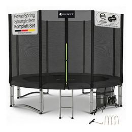 Juskys Trampolin JumpMaster XL &Oslash; 305 cm &ndash; Gartentrampolin mit Netz, Leiter & Bodenankern