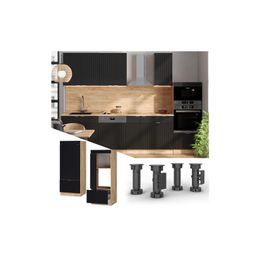 VICCO Mikrowellenschrank Fame-Line Eiche Schwarz gestreift 60 cm mit Schublade & T&uuml;r