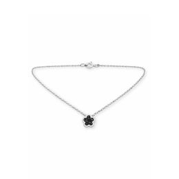 Pure Schmuck Necklace 'Clover Black Marmor Halskette' female Silver size 40 - 45 cm