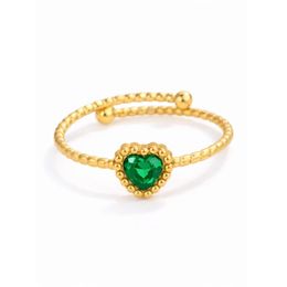 Pure Schmuck Ring 'Garden Heart Ring | Bridgerton' female Green size 50 - 60