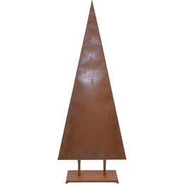Dekobaum "Weihnachtsbaum, Weihnachtsdeko aussen", braun (rostbraun), B:55cm H:140cm T:23cm, Metall, HOFMANN LIVING AND MORE, Dekofiguren, aus Metall, mit rostiger Oberfl&auml;che