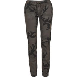 Cargohose Urban Classics "Urban Classics Damen Ladies Camo Jogging Pants", Damen, Gr. XXL, US-Gr&ouml;&szlig;en, schwarzcamouflage, 98% Baumwolle, 2% Elasthan, normal, Hosen Cargohose