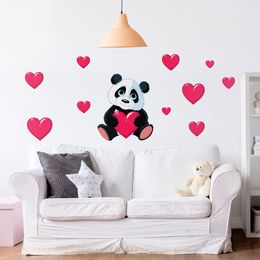Bilderwelten Wandtattoo Tiere modern selbstklebend Wandaufkleber - Panda mit Herzen - Herz Kinderzimmer Baby M&auml;dchen Jungen