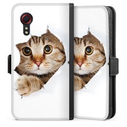 DeinDesign Galaxy XCover 5 EE Handy Klapph&uuml;lle Handyh&uuml;lle aus Kunst Leder schwarz Flip Case Animals Pet Cat Sideflip mit Lasche
