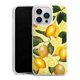 DeinDesign iPhone 13 Pro Handy Silikon H&uuml;lle Case wei&szlig; Handyh&uuml;lle Summer Fruits Lemon Silikon Case