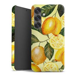 DeinDesign Galaxy S25 Handy Premium Case Smartphone Handyh&uuml;lle Schutzh&uuml;lle gl&auml;nzend Summer Fruits Lemon Premium Case