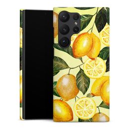DeinDesign Galaxy S23 Ultra Handy Premium Case Smartphone Handyh&uuml;lle Schutzh&uuml;lle gl&auml;nzend Summer Fruits Lemon Premium Case