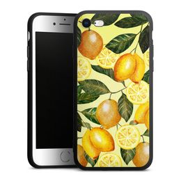 DeinDesign iPhone SE (2020) Handy Premium Silikon H&uuml;lle Handyh&uuml;lle schwarz Case Summer Lemon Fruits Silikon Premium Case