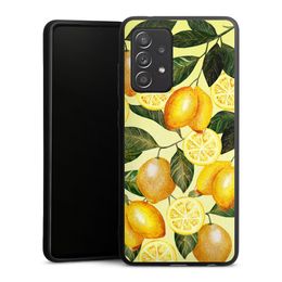 DeinDesign Galaxy A52s 5G Handy Premium Silikon H&uuml;lle Handyh&uuml;lle schwarz Case Summer Fruits Lemon Silikon Premium Case