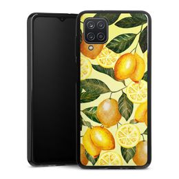 DeinDesign Galaxy A12 Handy Silikon H&uuml;lle Case schwarz Handyh&uuml;lle Summer Lemon Fruits