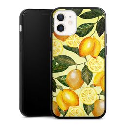 DeinDesign iPhone 12 mini Handy Slim Case extra d&uuml;nn Silikon Handyh&uuml;lle schwarz H&uuml;lle Summer Fruits Lemon Silikon Slim Case