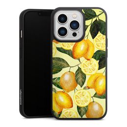 DeinDesign iPhone 13 Pro Handy Premium Silikon H&uuml;lle Handyh&uuml;lle schwarz Case Summer Fruits Lemon Silikon Premium Case