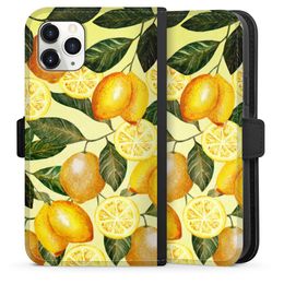 DeinDesign iPhone 11 Pro Handy Klapph&uuml;lle Handyh&uuml;lle aus Kunst Leder schwarz Flip Case Fruits Lemon Summer Sideflip mit Lasche