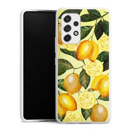 DeinDesign Galaxy A53 5G Handy Silikon H&uuml;lle Case wei&szlig; Handyh&uuml;lle Summer Lemon Fruits Silikon Case