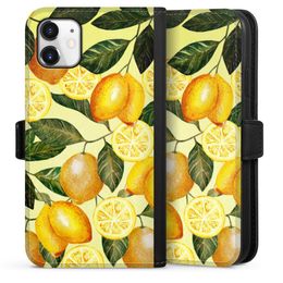 DeinDesign iPhone 11 Handy Klapph&uuml;lle Handyh&uuml;lle aus Kunst Leder schwarz Flip Case Fruits Lemon Summer Sideflip mit Lasche