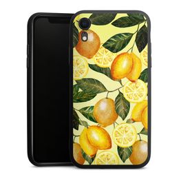 DeinDesign iPhone Xr Handy Premium Silikon H&uuml;lle Handyh&uuml;lle schwarz Case Summer Fruits Lemon Silikon Premium Case