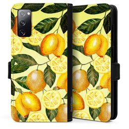 DeinDesign Galaxy S20 Handy Klapph&uuml;lle Handyh&uuml;lle aus Kunst Leder schwarz Flip Case Fruits Lemon Summer Sideflip mit Lasche