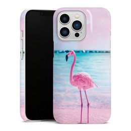 DeinDesign iPhone 13 Pro Handy Premium Case Smartphone Handyh&uuml;lle Schutzh&uuml;lle gl&auml;nzend Beach Tropical Flamingo Premium Case