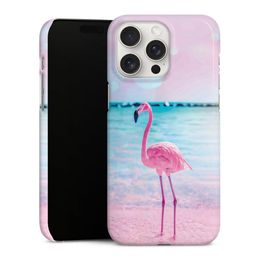 DeinDesign iPhone 15 Pro Max Handy Premium Case Smartphone Handyh&uuml;lle Schutzh&uuml;lle gl&auml;nzend Beach Tropical Flamingo Premium Case