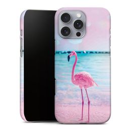DeinDesign iPhone 16 Pro Max Handy Premium Case Smartphone Handyh&uuml;lle Schutzh&uuml;lle gl&auml;nzend Beach Tropical Flamingo Premium Case