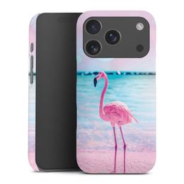 DeinDesign iPhone 17 Pro Handy Premium Case Smartphone Handyh&uuml;lle Schutzh&uuml;lle gl&auml;nzend Beach Tropical Flamingo Premium Case