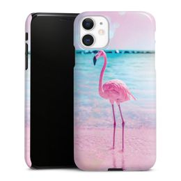 DeinDesign iPhone 11 Handy Premium Case Smartphone Handyh&uuml;lle Schutzh&uuml;lle gl&auml;nzend Tropical Flamingo Beach Premium Case