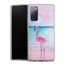 DeinDesign Galaxy S20 FE 5G Handy Silikon H&uuml;lle Case transparent Handyh&uuml;lle Tropical Flamingo Beach Silikon Case