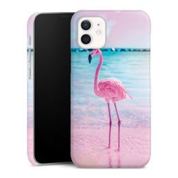 DeinDesign iPhone 12 mini Handy Premium Case Smartphone Handyh&uuml;lle Schutzh&uuml;lle gl&auml;nzend Beach Tropical Flamingo Premium Case