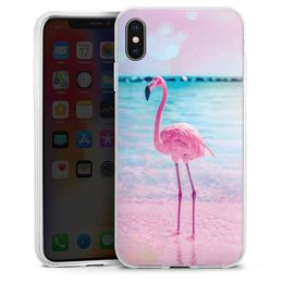 DeinDesign iPhone Xs Max Handy Silikon H&uuml;lle Case transparent Handyh&uuml;lle Beach Tropical Flamingo Silikon Case