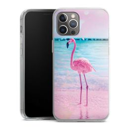 DeinDesign iPhone 12 Pro Max Handy Silikon H&uuml;lle Case transparent Handyh&uuml;lle Beach Tropical Flamingo Silikon Case