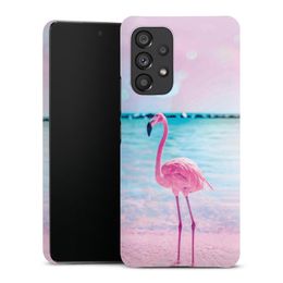 DeinDesign Galaxy A53 5G Handy Premium Case Smartphone Handyh&uuml;lle Schutzh&uuml;lle matt Tropical Flamingo Beach Premium Case