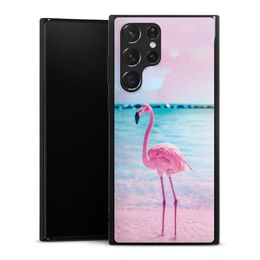 DeinDesign Galaxy S22 Ultra Handy Silikon H&uuml;lle Case schwarz Handyh&uuml;lle Beach Tropical Flamingo