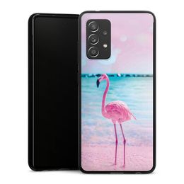 DeinDesign Galaxy A52s 5G Handy Silikon H&uuml;lle Case schwarz Handyh&uuml;lle Beach Tropical Flamingo