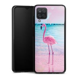 DeinDesign Galaxy A12 Handy Silikon H&uuml;lle Case schwarz Handyh&uuml;lle Tropical Flamingo Beach
