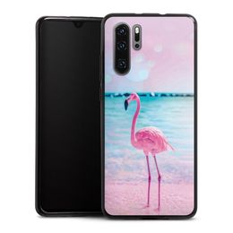 DeinDesign Huawei P30 Pro Handy Silikon H&uuml;lle Case schwarz Handyh&uuml;lle Beach Tropical Flamingo