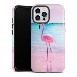 DeinDesign iPhone 13 Pro Max Handy Panzer Handyh&uuml;lle robuste Outdoor H&uuml;lle Schutzh&uuml;lle gl&auml;nzend Beach Tropical Flamingo Tough Case