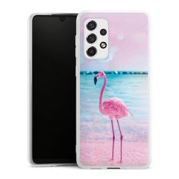 DeinDesign Galaxy A33 5G Handy Silikon H&uuml;lle Case transparent Handyh&uuml;lle Tropical Flamingo Beach Silikon Case