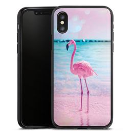 DeinDesign iPhone X Handy Silikon H&uuml;lle Case schwarz Handyh&uuml;lle Beach Tropical Flamingo