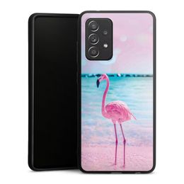 DeinDesign Galaxy A52s 5G Handy Premium Silikon H&uuml;lle Handyh&uuml;lle schwarz Case Beach Tropical Flamingo Silikon Premium Case