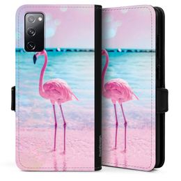 DeinDesign Galaxy S20 Handy Klapph&uuml;lle Handyh&uuml;lle aus Kunst Leder schwarz Flip Case Tropical Beach Flamingo Sideflip mit Lasche