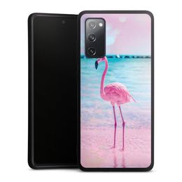 DeinDesign Galaxy S20 FE Handy Premium Silikon H&uuml;lle Handyh&uuml;lle schwarz Case Tropical Flamingo Beach Silikon Premium Case